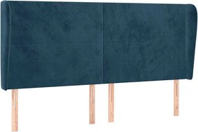 Čelo postele typu ušák tmavě modrá 163x23x118/128 cm samet 3117734