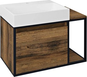 Sapho Sapho, SKARA umyvadlová skříňka 80x49,5x46,5cm, černá mat/dub Collingwood (CG003), CG003-1919