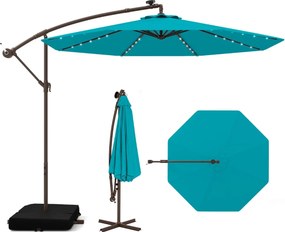 Costway Konzolový deštník Ø 300 cm se 40 solárními LED světly a pytli s pískem