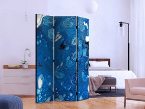 Pokojová zástěna Potok modři (3-dílný) - umělecká modrá vodní abstrakce
