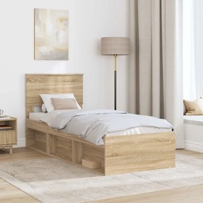 Rám postele s čelo Sonoma dub 75 x 190 cm Masivní borové dřevo 3410665