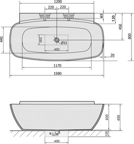 Polysan Nigra 158x80x60 cm vana volně stojící litý mramor 82511