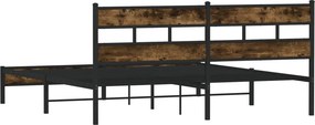 Kovový rám postele bez matrace kouřový dub 183 x 213 cm 3308483