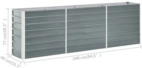 vidaXL Marketos Vyvýšený záhon pozinkovaná ocel 240 x 40 x 77 cm šedý