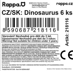 RAPPA Sada dinosaurů / Figurky / 6 ks / tvrdá guma / cca 7-8 cm