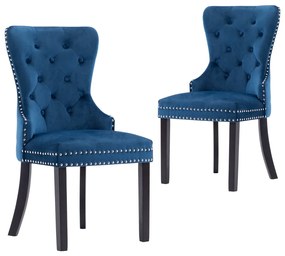 Jídelní židle 2 ks modré samet,  287958
