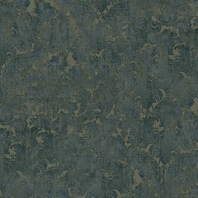 Luxusní zeleno-zlatá ornamentální zámecká vliesová tapeta na zeď, 47755, Eterna, Parato