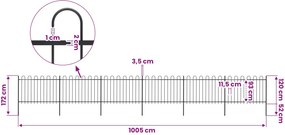 Zahradní plot s obloukem nahoře ocelový 1005 x 120 cm černý 277670
