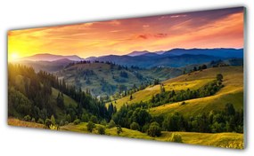 Plexisklo-obraz Krajina Louka Západ 125x50 cm