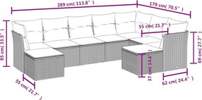 9dílná zahradní sedací souprava s poduškami černá polyratan 3250404