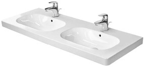 Duravit D-Code - Dvojumyvadlo nábytkové 1200x490 mm, s přepadem, 3 otvory pro baterie, bílá 03481200302