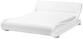 Bílá kožená postel 160x200 cm AVIGNON Beliani