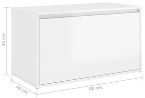 Lavice do předsíně Xiara - 80x40x45 cm | bílá vysoký lesk