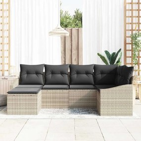 Set pohovek 6 ks Světle šedá polyratan 3346792