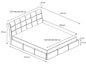 Čalouněná postel ADLO rozměr 180x200 cm Světle šedá