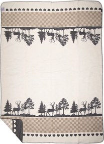 Šedý oboustranný pléd s jeleny v lese Forest XL - 150*200 cm