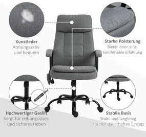 Vinsetto Masážní kancelářská výškově nastavitelná otočná židle, ergonomická, šedá 63 x 70 x 112-121 cm 921-308