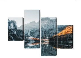 Vícedílný obraz Italské Jezero Braies 3D Nedostatek Nedostatek Přírodní plátno 240x150
