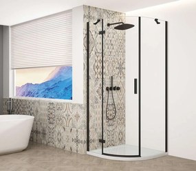 Gelco Trinity - Sprchový kout čtvrtkruhový 90x90 cm, levé, čiré sklo/černá GT6590CL-B