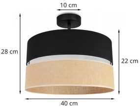 Stropní svítidlo Juta, 1x jutové/černé textilní stínítko, b