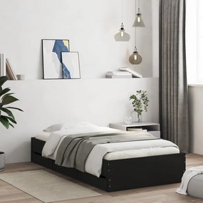 Rám postele se zásuvkami černý 90 x 190 cm kompozitní dřevo 3207323