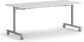 Mobilní stůl MATCH, 180x80 cm, šedá podnož, bílá