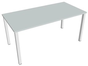 Stůl jednací rovný 160 cm - Hobis Uni UJ 1600 Dekor stolové desky: šedá, Barva nohou: bílá