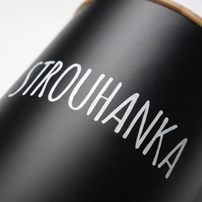 Orion Dóza na potraviny, plechová, černá, s bambusovým víkem, 1,3l,  STROUHANKA