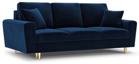 Modrá sametová rozkládací/s úložným prostorem pohovka 235 cm Kyoto – Cosmopolitan Design