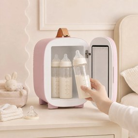 HOMCOM Mini lednička, lednička Beauty Fridge, objem 4 L, 20,3 x 26,3 x 28 cm, růžová