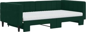 Válenda s přistýlkou a matracemi tmavě zelená 100x200 cm samet 3196724