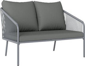 Ratanová pohovka Outsunny se sedáky, 2 místná pohovka, venkovní balkonová pohovka 112 x 72 x 76 cm Šedá | Aosom