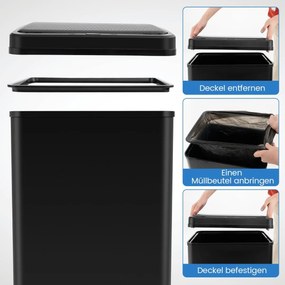 Costway Odpadkový koš z nerezové oceli 50 l odpadkový koš s automatickým