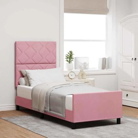 Postel s boxspringem s čelo Růžová 80 x 200 cm samet 3344974