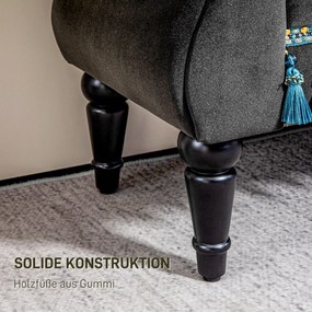 HOMCOM Polstrovaná lavice, sametový vzhled, luxusní lavice s dřevěnými nohami, předsíňová lavice do ložnice, nosnost až 150 kg, tmavě šedá, 117 x 40 …