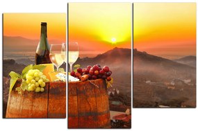 Obraz na plátně - Láhev vína na vinici 1152D (135x90 cm)