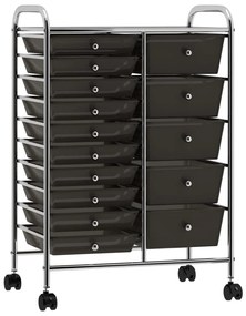 vidaXL Mobilní úložný vozík s 15 zásuvkami černý plastový