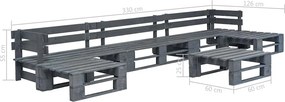 6dílná zahradní sedací souprava z palet dřevo šedá 276320