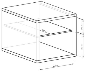 FONTI | noční stolek F-13 + kovové nohy 12 cm | 47 cm | dub karamel