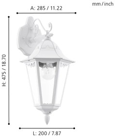 Eglo 93445 - Venkovní nástěnné svítidlo NAVEDO 1xE27/60W/230V IP44