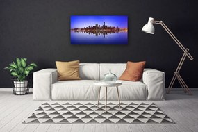 Obraz na plátně Město Voda Domy 125x50 cm