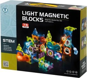 KIK Magnetická kuličková dráha 75 ks / Svítící kuličky / 62 magnetický