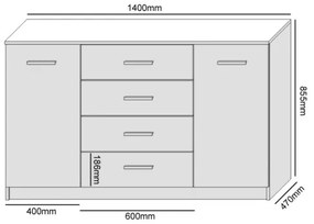 Komoda TAYLER dub craft/černá