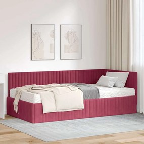 Rohový rám postele s matrací 2 ks Víno Červené 100 x 200 cm 3393832