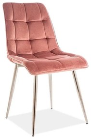 Jídelní židle Chic Velvet I, růžová / stříbrná