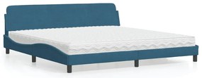 Postel s matrací Dover modrá 200 x 200 cm samet 3208475