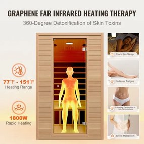 Far Infrared Wooden Sauna Room Domácí sauna Spa pro 2 osoby 1800 W