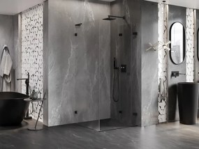 Mexen Lunar-F L, sklápěcí sprchový kout pravý 70 x 70 cm, 8mm čiré sklo, černý profil, 836L-070-070-70-00-P