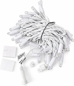 Eco fix LED světelný řetěz 10 m, 60 zářivějších diod, teple bílá, 36V, bílý kabel, IP44