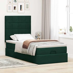Osmanský rám postele s matracemi tmavě šedá 80x200cm samet 3313436